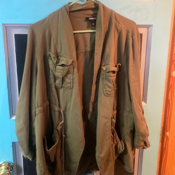 torrid | Jackets & Coats | Torrid Olive Green Drape Utility Jacket 3x ...